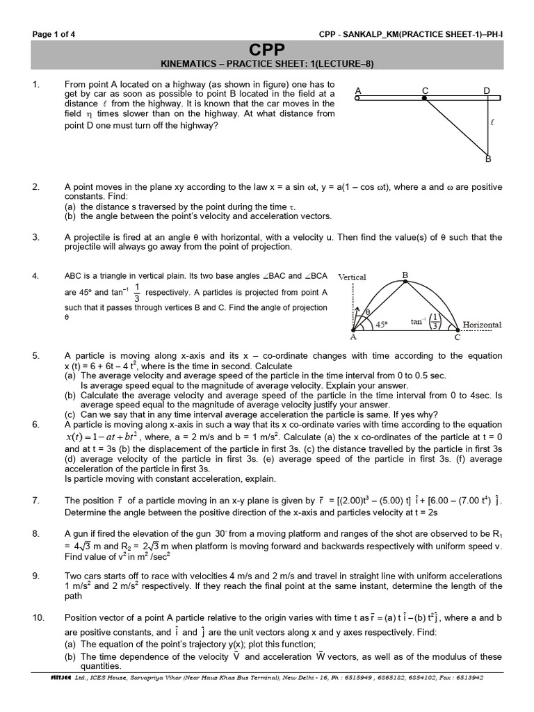 7-KINEMATICS _PRACTICE-1_ | PDF | Acceleration | Velocity