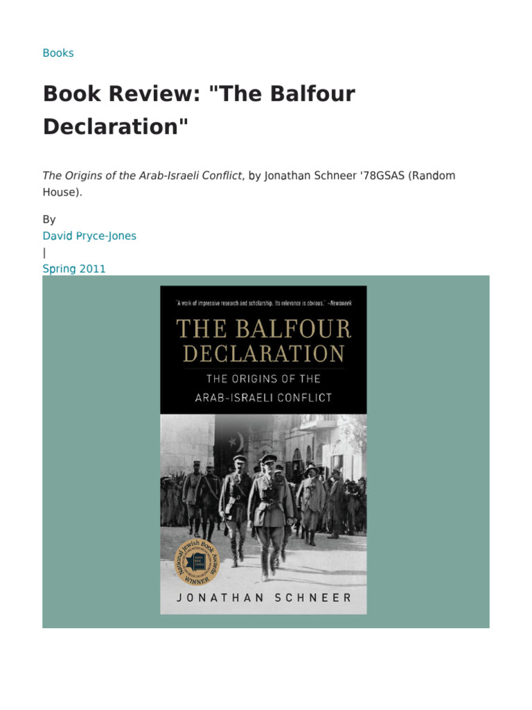 Book Review The Balfour Declaration | PDF | Middle East