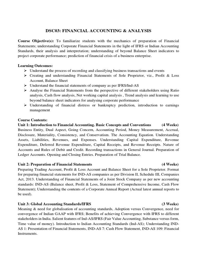 BMS - DSC - Financial Accounting and Analysis | PDF | Financial ...