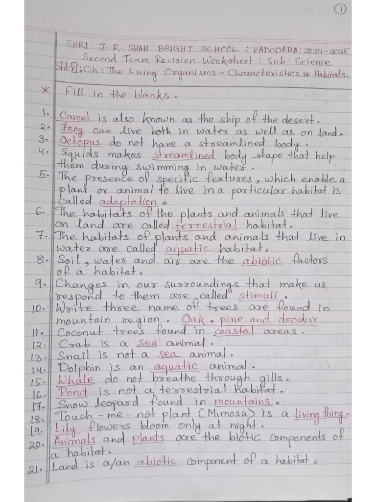 STD VI Science 2nd Term Revision CH 2 | PDF