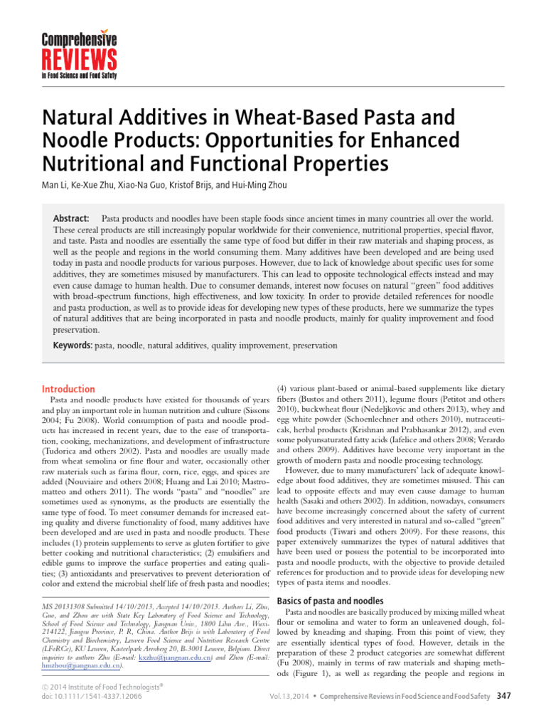 Natural Additive in Noodles | PDF | Pasta | Dietary Fiber