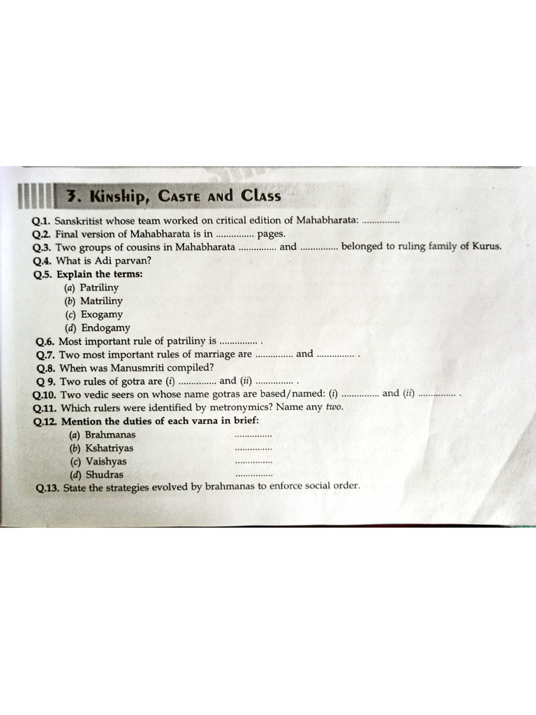OTQ (Kinship, Caste and Class) | PDF
