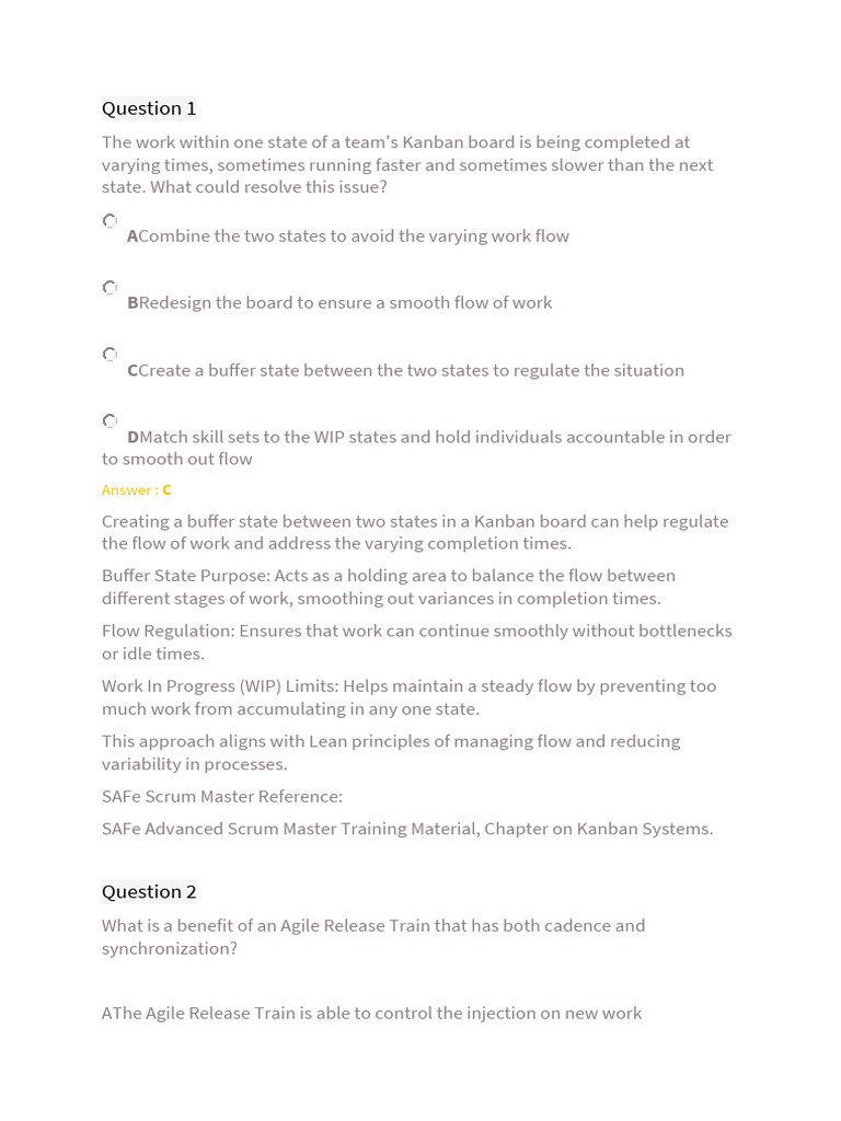 Safe Scrum Master Questions | PDF | Agile Software Development | Scrum ...