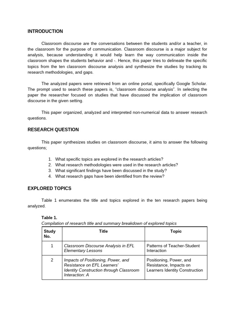 Classroom Discourse | PDF | English As A Second Or Foreign Language | Qualitative Research