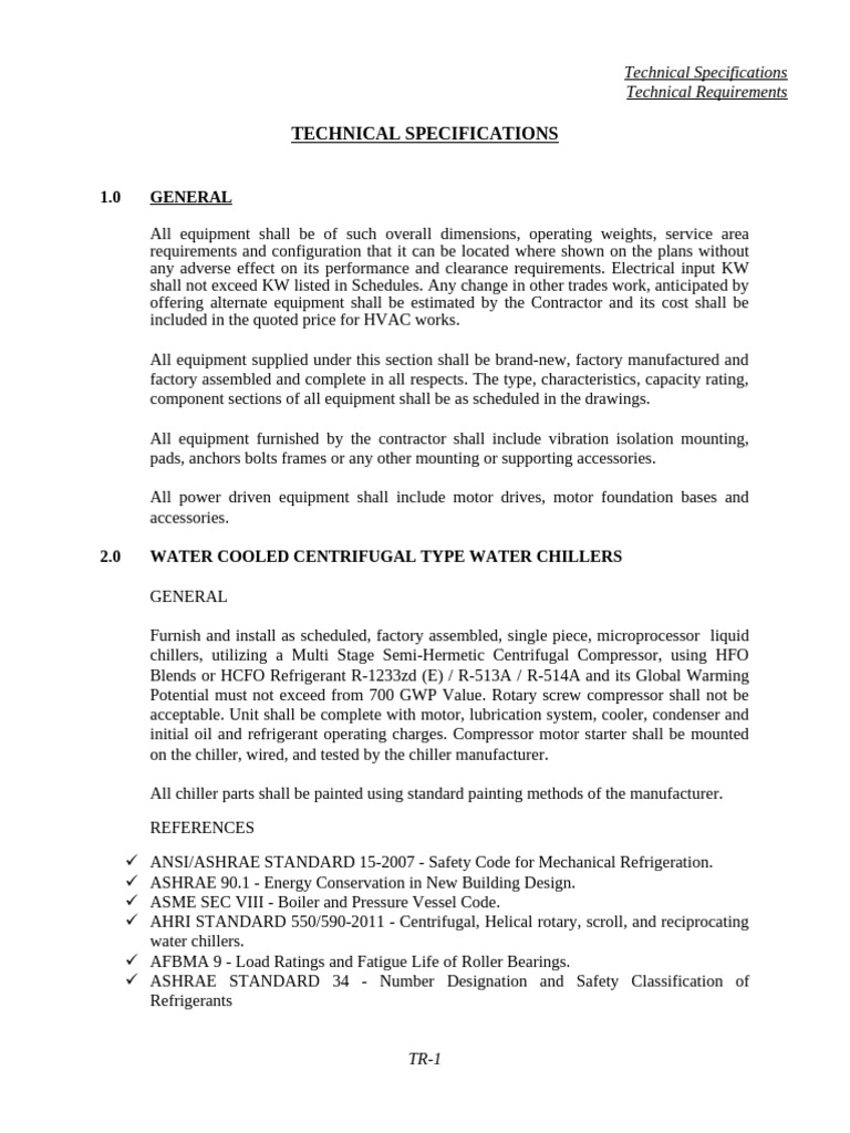 HVAC Water Chiller Technical Specs | PDF | Pipe (Fluid Conveyance ...