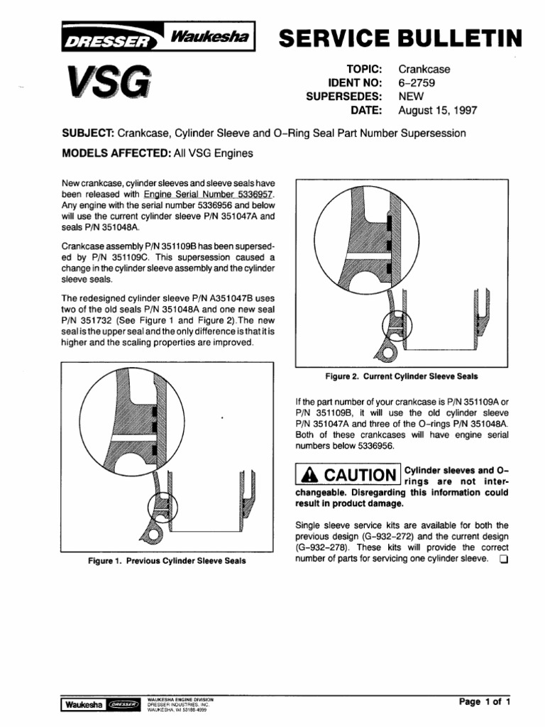 VSG- CC, Cl sleeve n Oring seal PN supersession | PDF