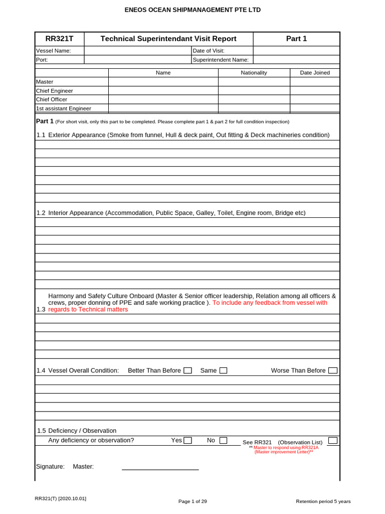 RR321T Technical Superintendant Visit Report - Rev201001 | PDF | Oil ...