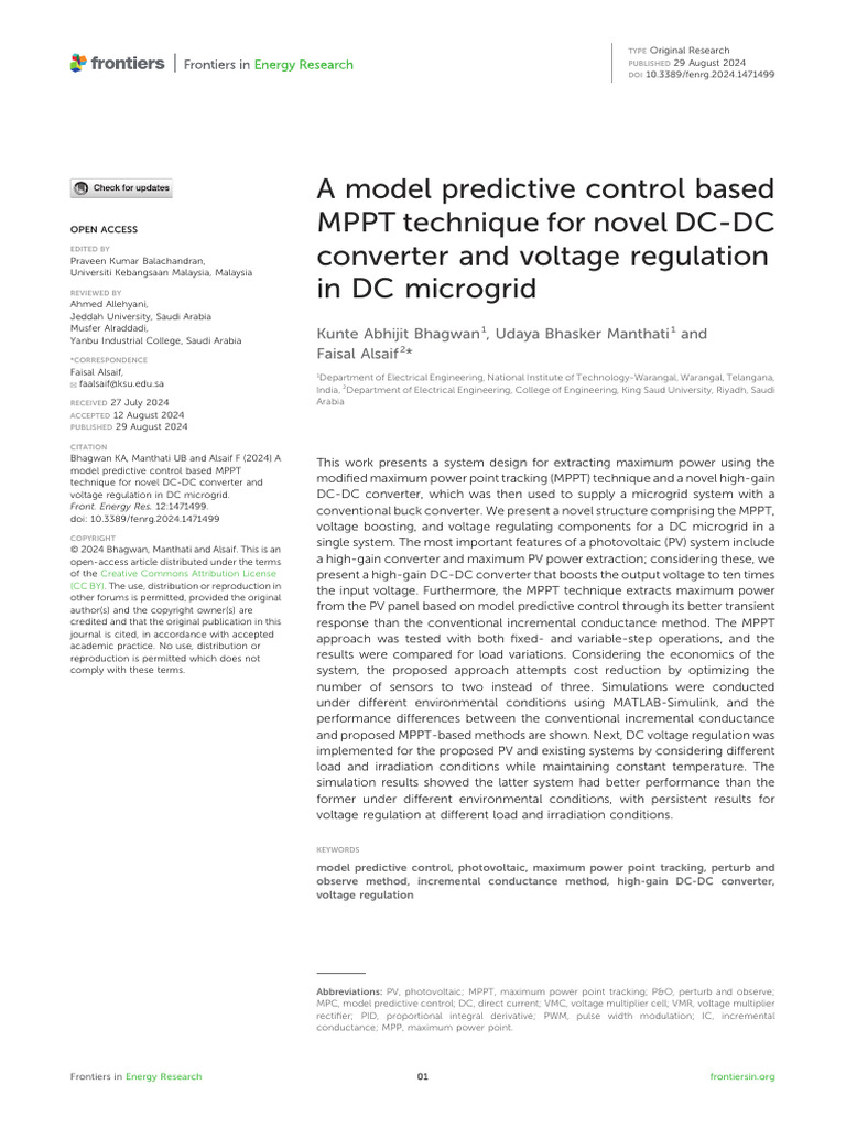 A_model_predictive_control_based_MPPT_technique_fo | PDF | Photovoltaics | Electronic Engineering
