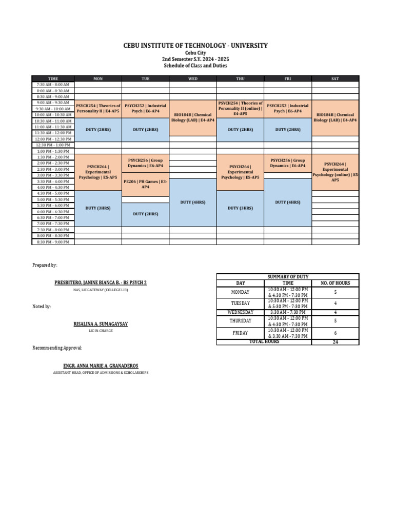 Sched - 2nd SEM | PDF