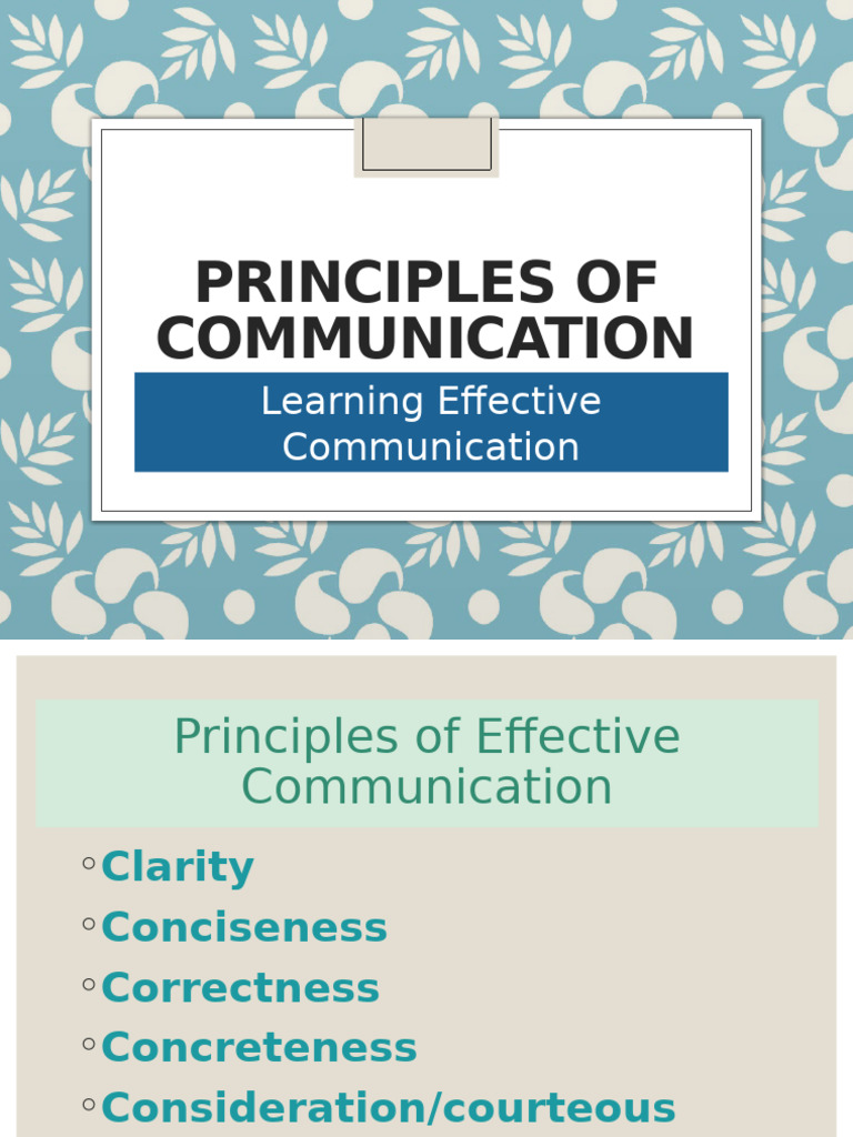 Principles of Effective Communication | PDF | Communication | Verb