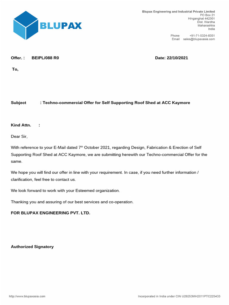 Techno-Commercial Roof Shed Offer | PDF | Civil Engineering | Building Engineering