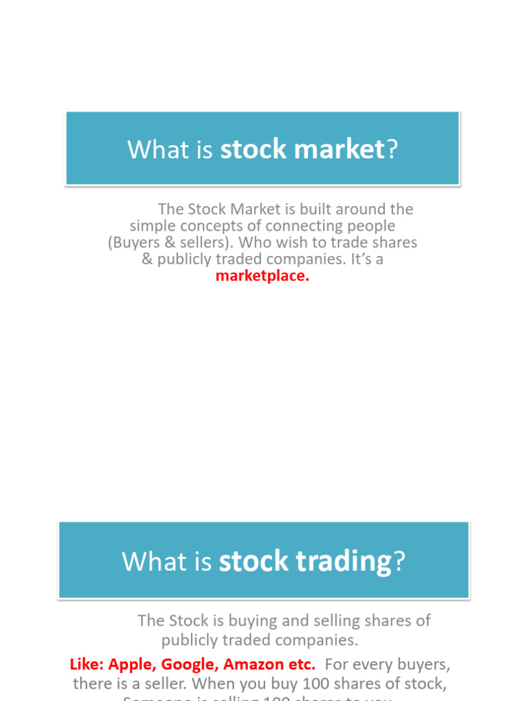 Understanding Stock Market Basics | PDF | Stocks | Order (Exchange)