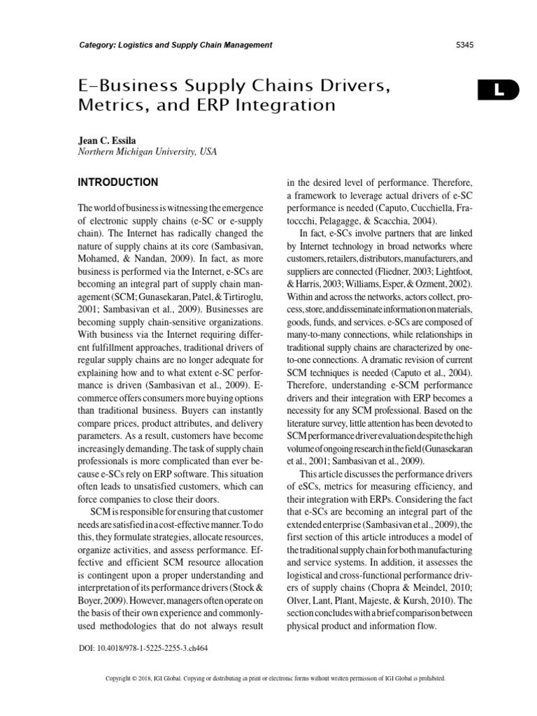 E Business Supply Chains Drivers Metrics and ERP Integrationsample | PDF | Supply Chain ...