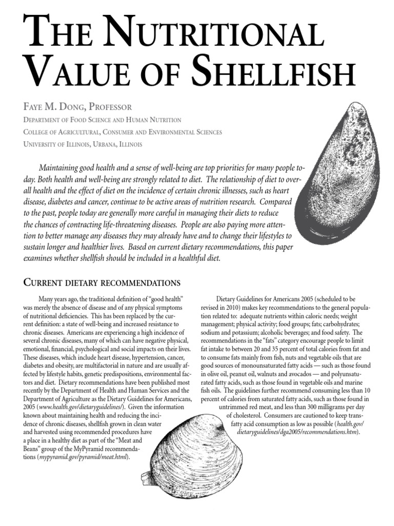 Nutritional Value of Shellfish | PDF | Fat | Diet & Nutrition