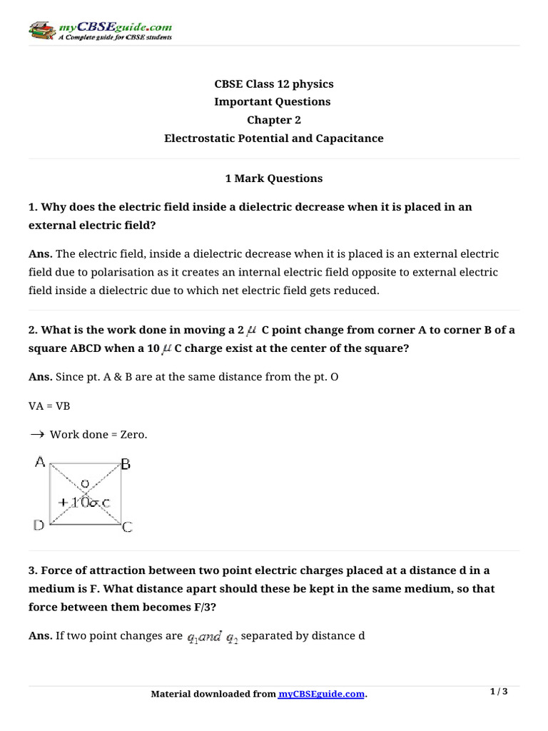 12 Physics Imp Ch2 1 | PDF