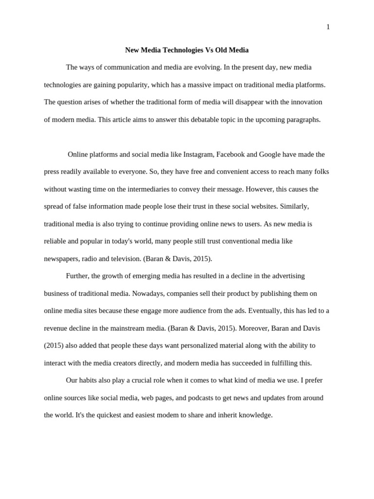 New Media Technologies Vs Old Media | PDF | New Media | Social Media
