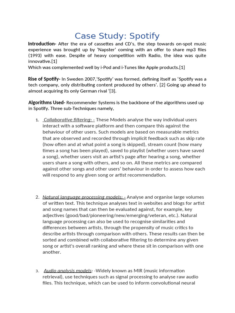 Spotify Case Study Data Science | PDF | Spotify | Computing