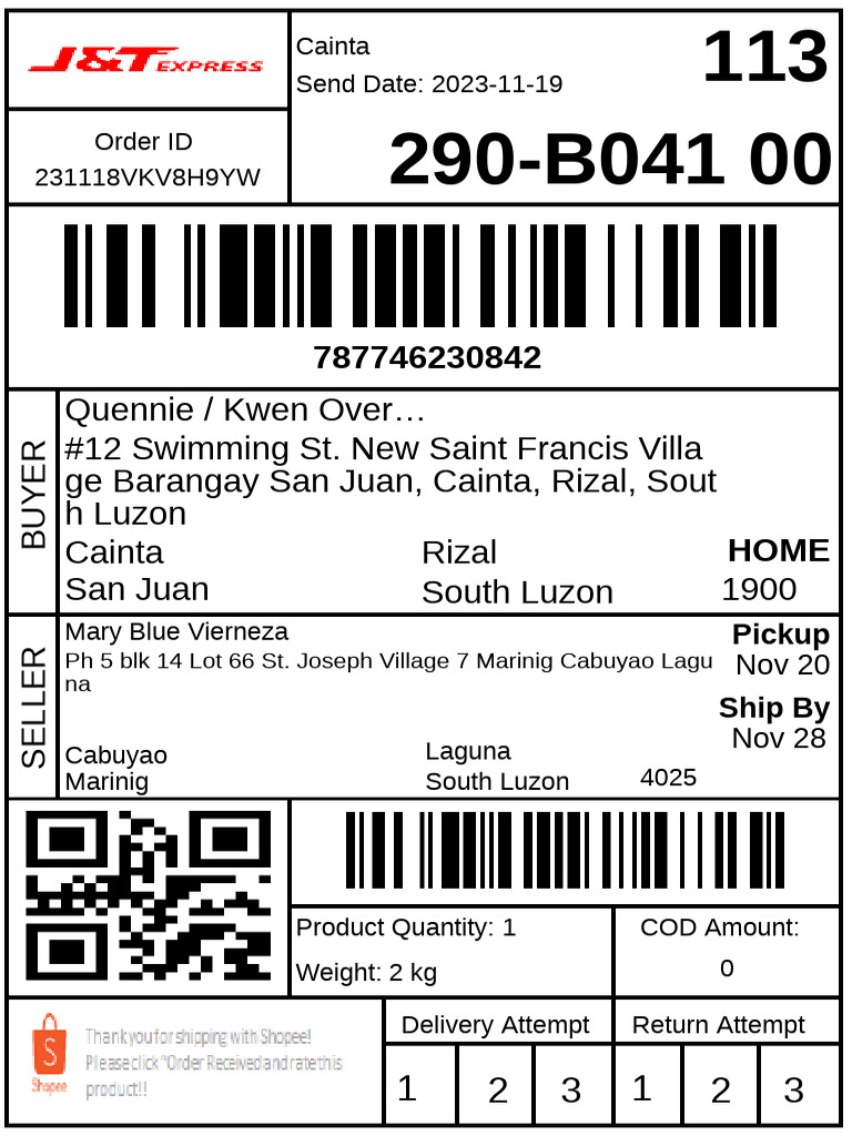 Delivery and Return Details for Orders | PDF
