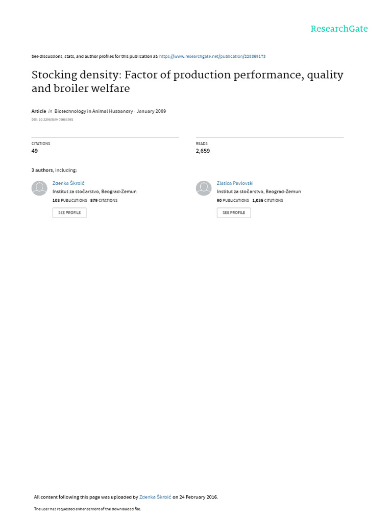 Stocking Density Factor of Production Performance | PDF | Poultry ...