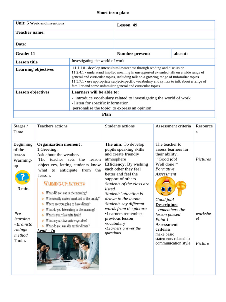 Grade 11 English Lesson Plans | PDF | Vocabulary | Human Communication