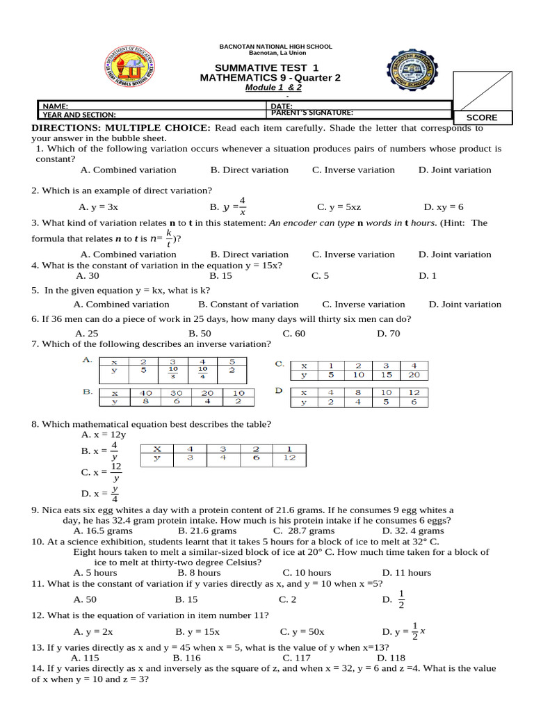 ST 1 Q2 Module 1-2 - 095841 | PDF | Mathematical Analysis | Mathematics