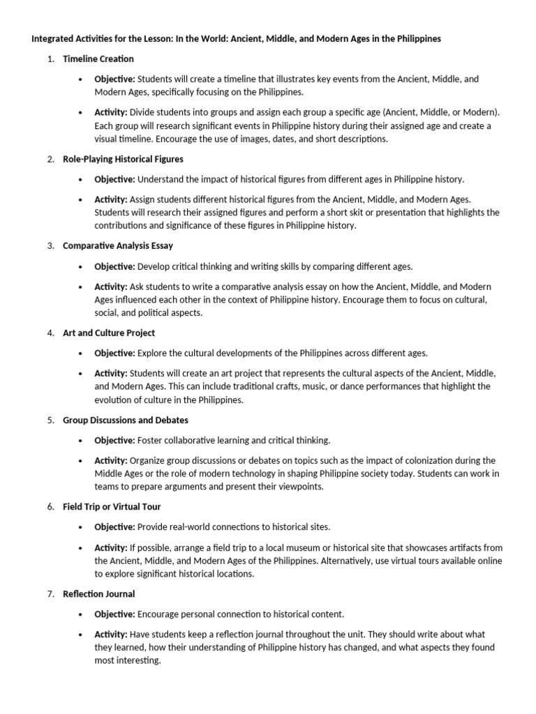 Integrated Activities For The Lesson | PDF | Essays | Critical Thinking