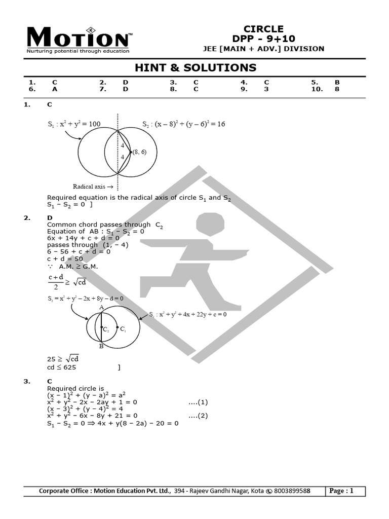 DPP-9+10 Circle Sol @motion Lectures | PDF | Euclid | Geometric Shapes