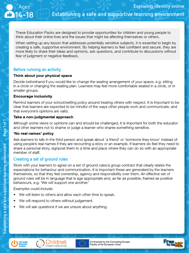 Ages 14-18 - Establishing A Safe and Supportive Learning Environment ...