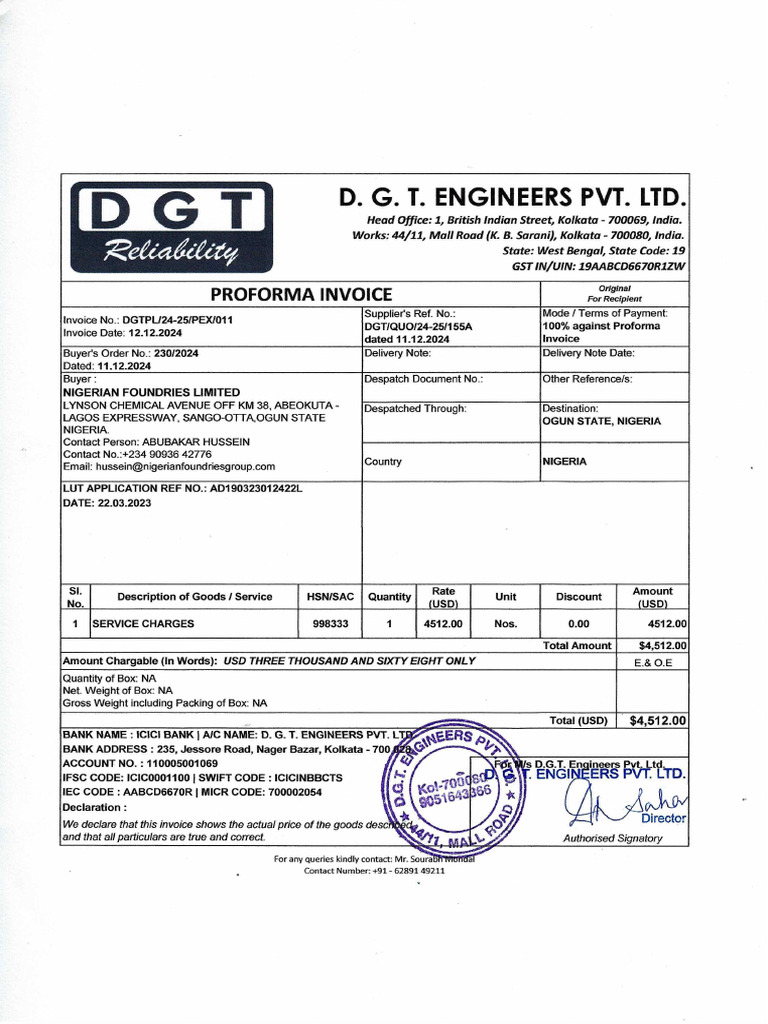 Dgtpl2425pex011 - Nigerian Foundries Limited | PDF