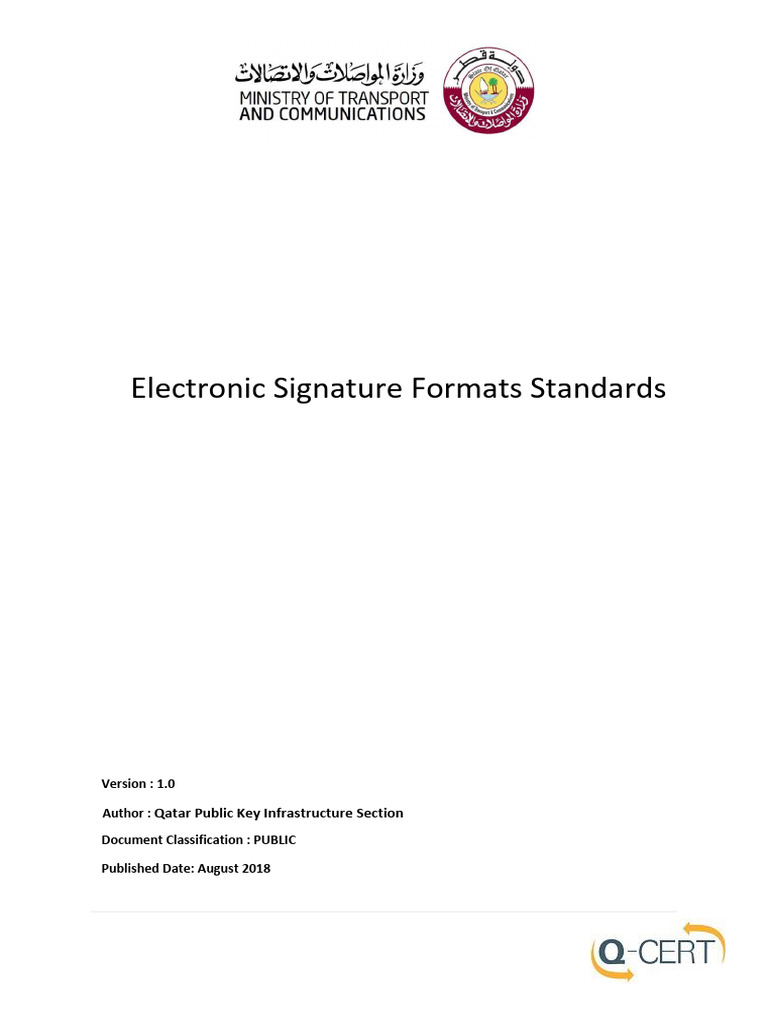 Electronic Signature Formats Standards Guide | PDF | Public Key ...