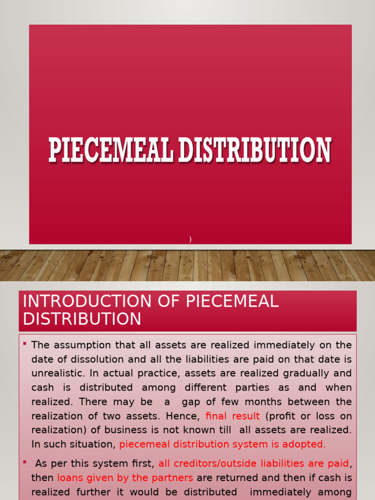 Piecemeal Distribution Methods Explained | PDF | Balance Sheet | Stocks