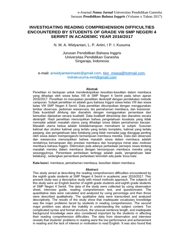 Ari Widyantari_Artikel_Investigating Reading Comprehension Difficulties ...