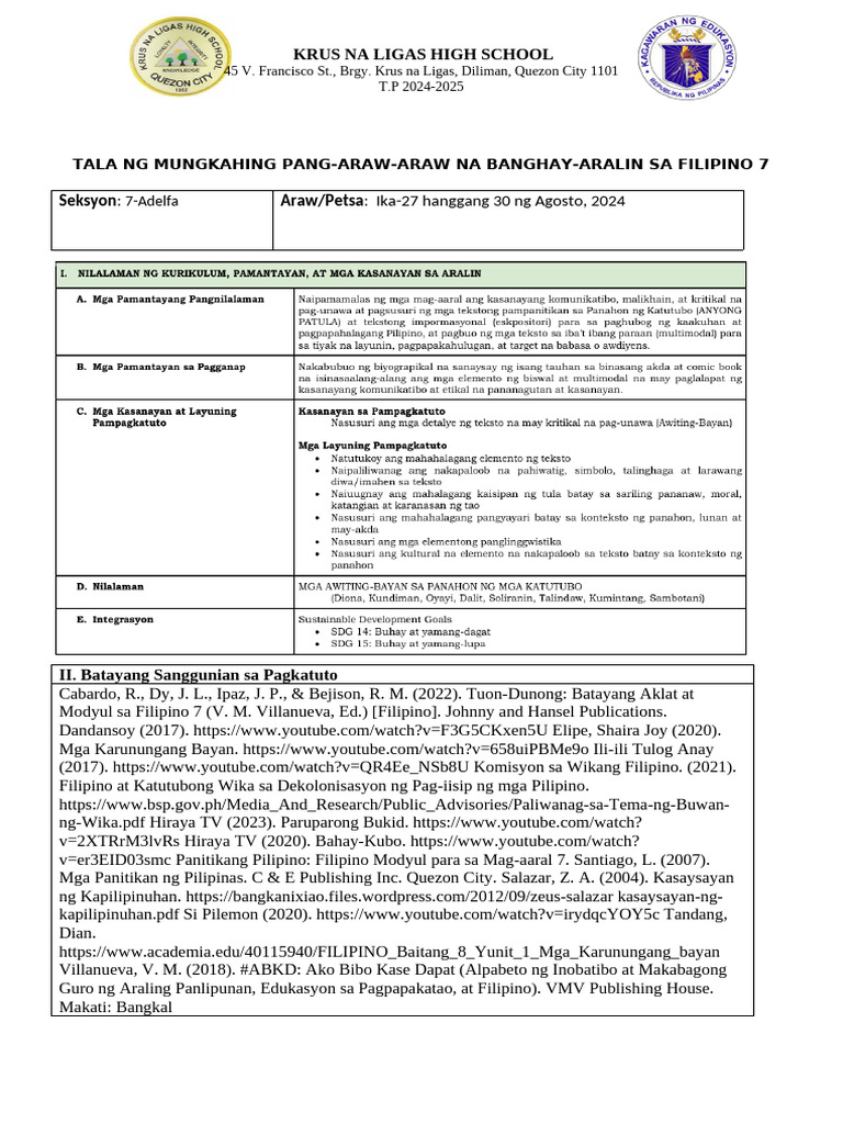 DLP - G7 - Q1 - WK2 - Bagares Aug 27-30, 2024 | PDF