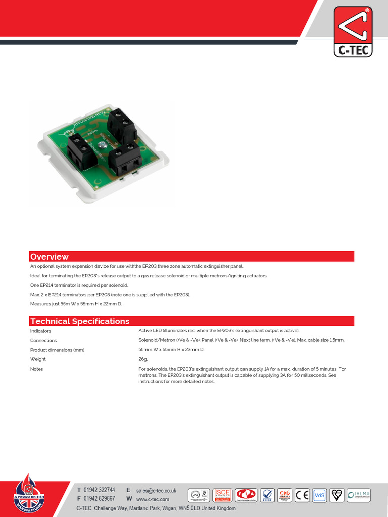 CTEC_-_EP214_Datasheet_2020-07-13 | PDF | Manufactured Goods | Electrical Engineering