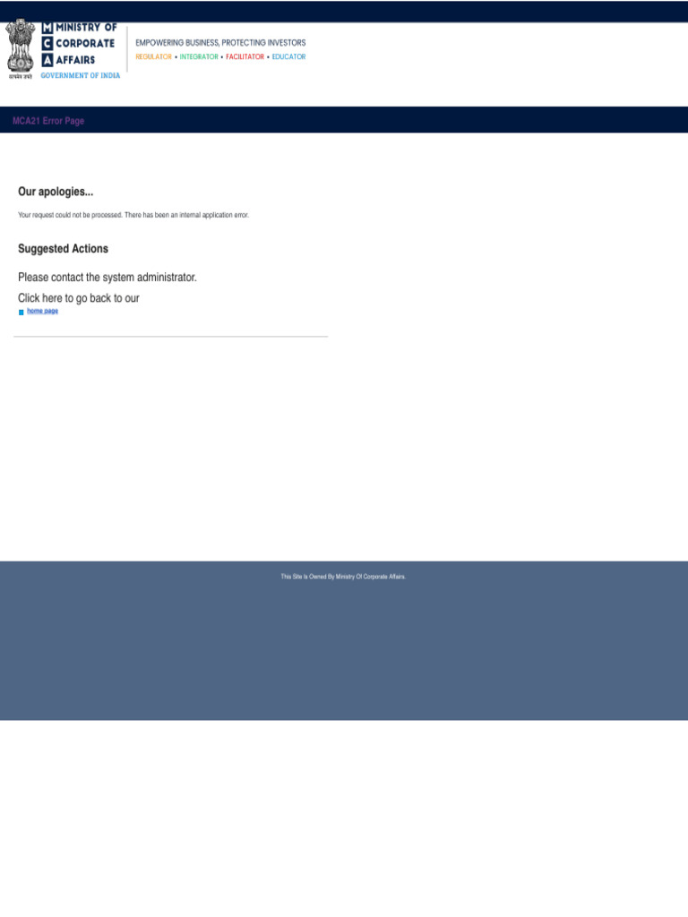 Ministry of Corporate Affairs - MCA Services | PDF