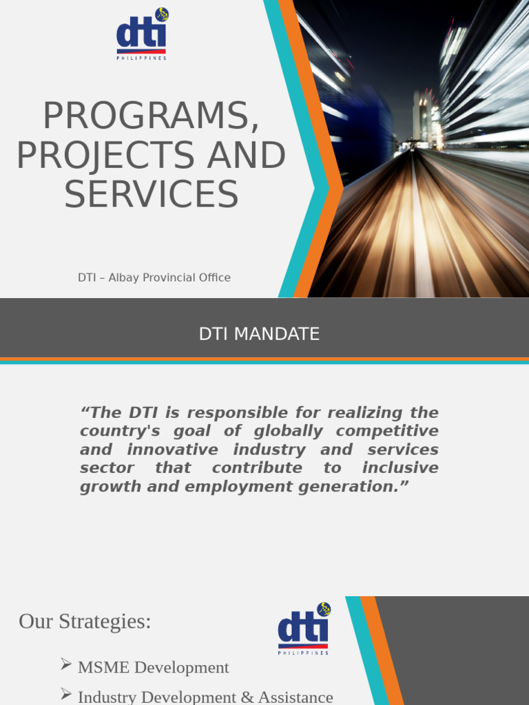 DTI Albay: MSME Programs & Services | PDF | Small And Medium Sized ...