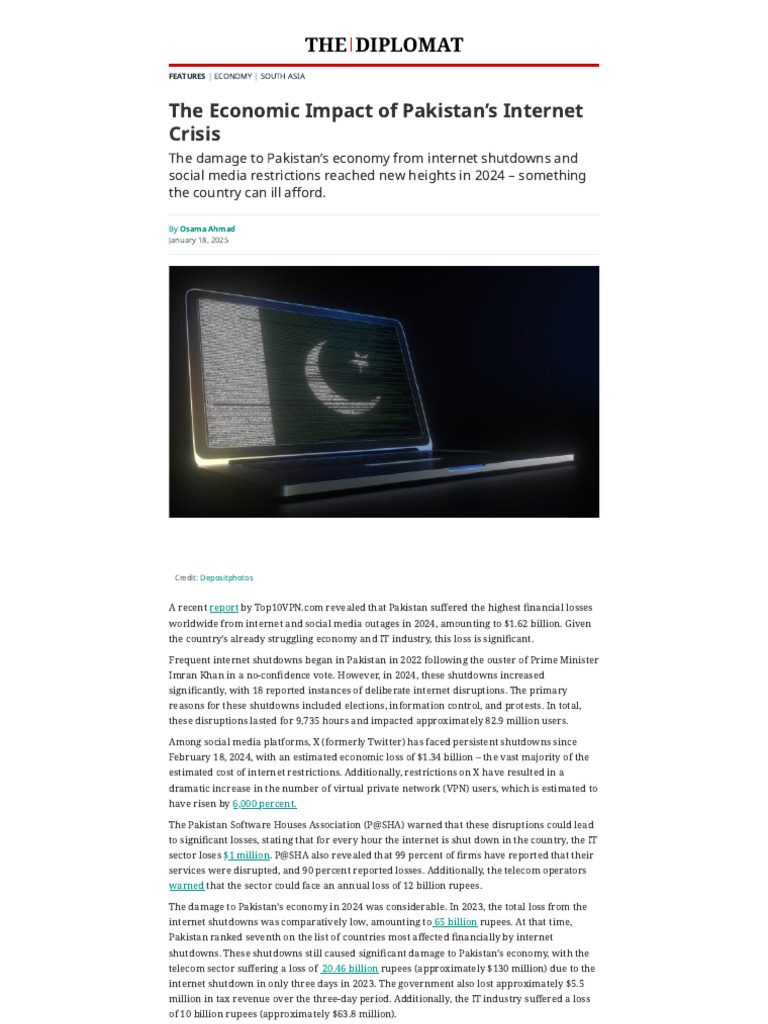 Pakistan's Internet Crisis Costs | PDF | Pakistan | Internet