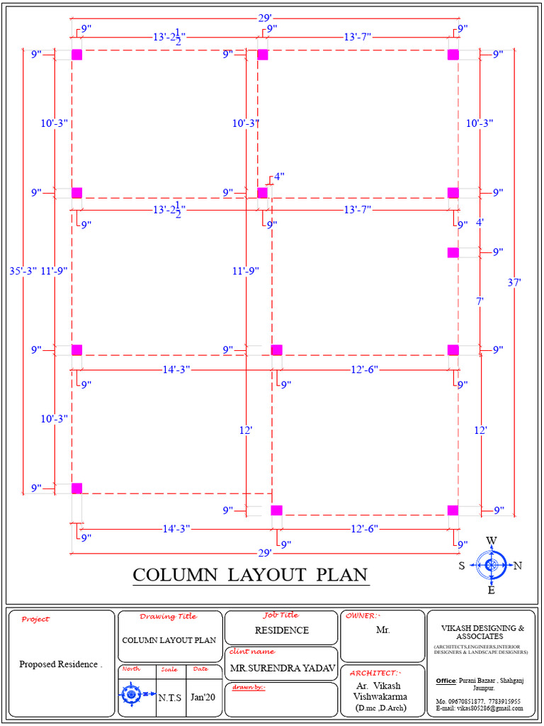 Column Layout Plan for Proposed Residence | PDF