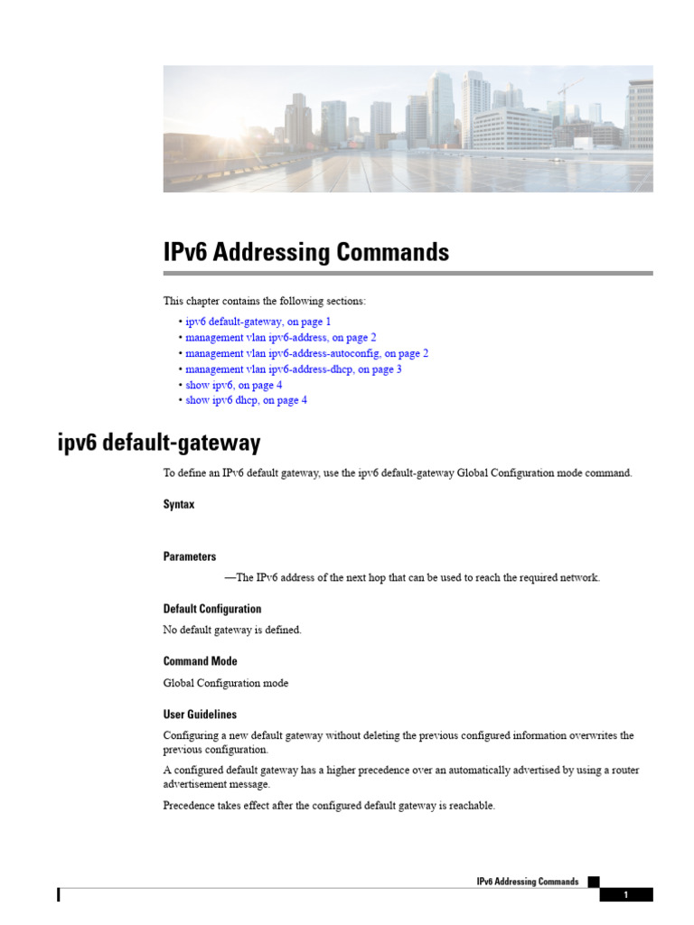 Ipv6 Addressing Commands | PDF | I Pv6 | Internet Standards