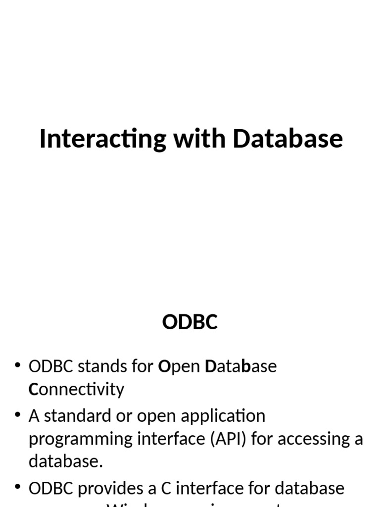 JDBC and ODBC Database Connectivity Guide | PDF | Databases | Computer Programming