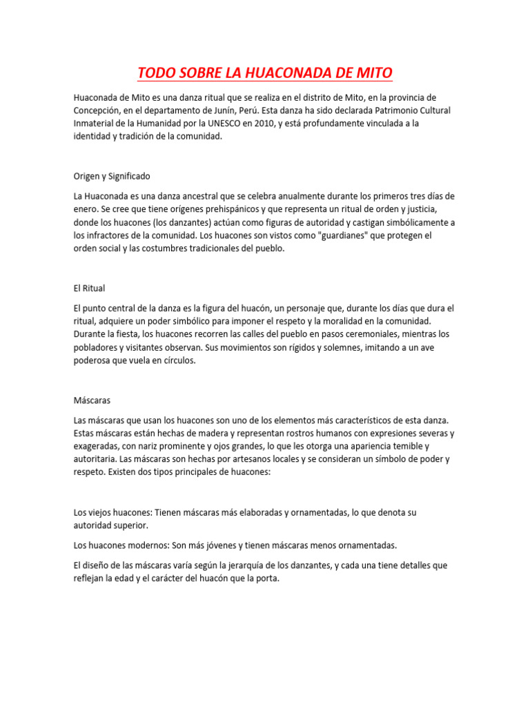 Huaconada de Mito: Danza y Ritual Andino | PDF | Bailes | Rituales