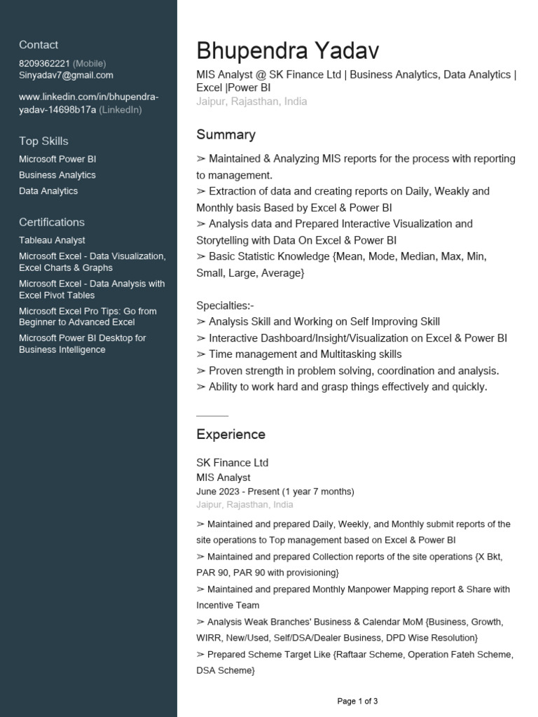 Bhupendra Resume (2) | PDF | Microsoft Excel | Computing