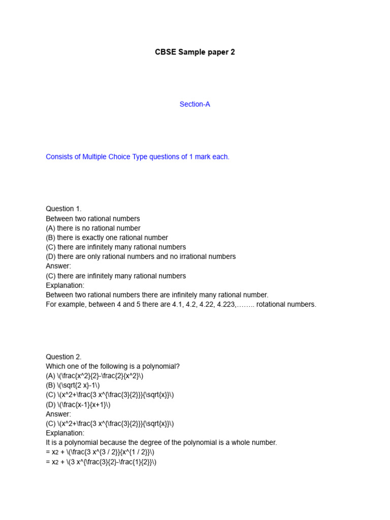 CBSE Math Sample paper 2 | PDF | Perpendicular | Geometry