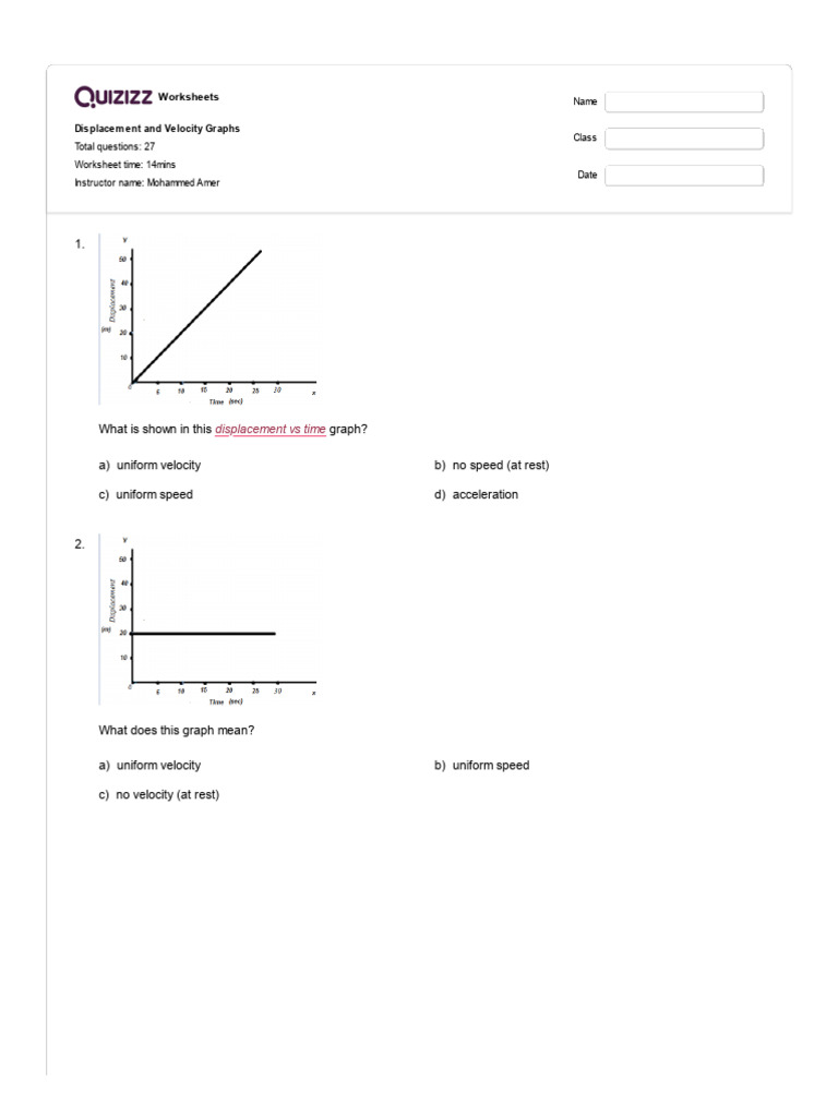 Physics Graphs for Students | PDF | Acceleration | Velocity