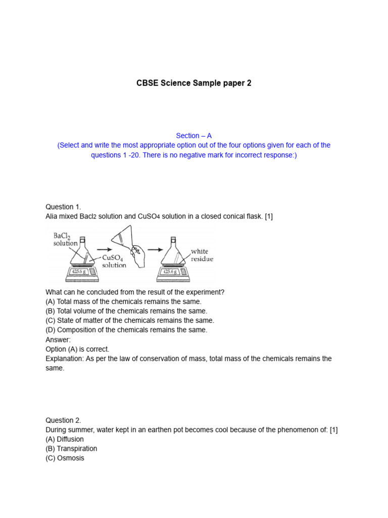 CBSE Class 10 Science Sample Paper 2 | PDF | Atoms | Proton