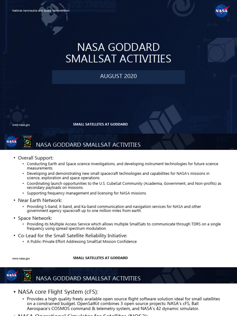 NASA Goddard Small Satellite Initiatives | PDF | Goddard Space Flight ...