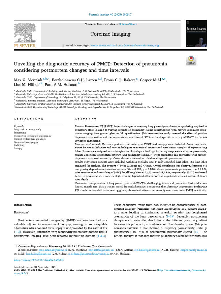 Unveiling the diagnostic accuracy of PMCT | PDF | Autopsy | Sensitivity ...