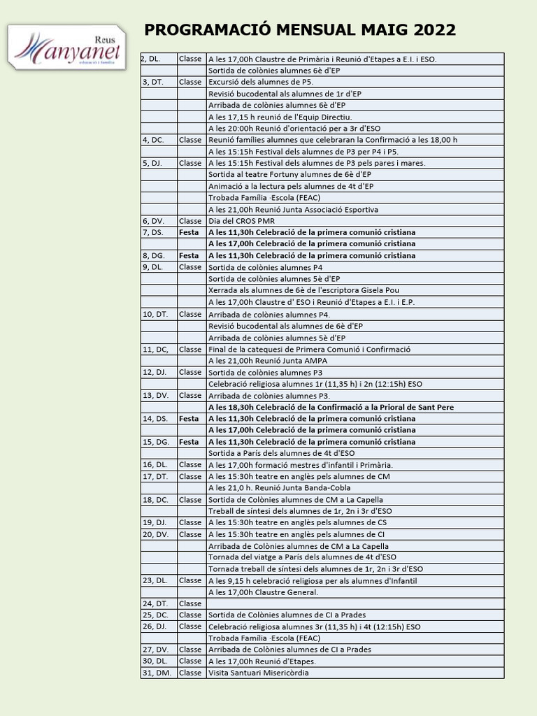 Programació Maig | PDF
