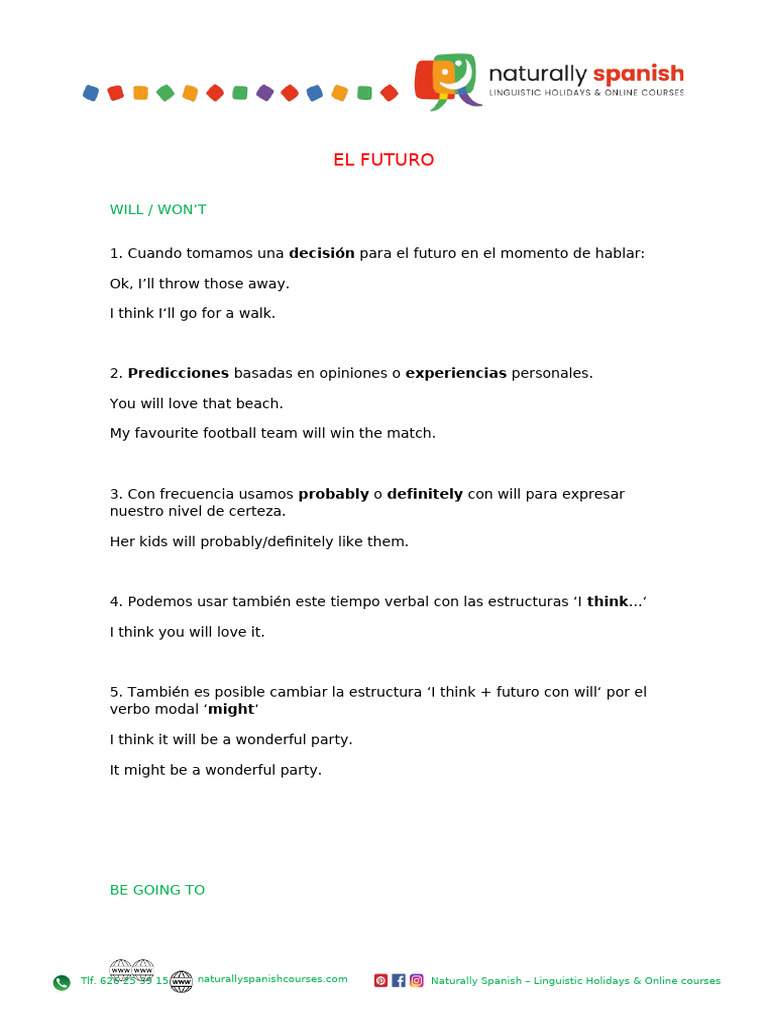Opiniones sobre el futuro en inglés | PDF