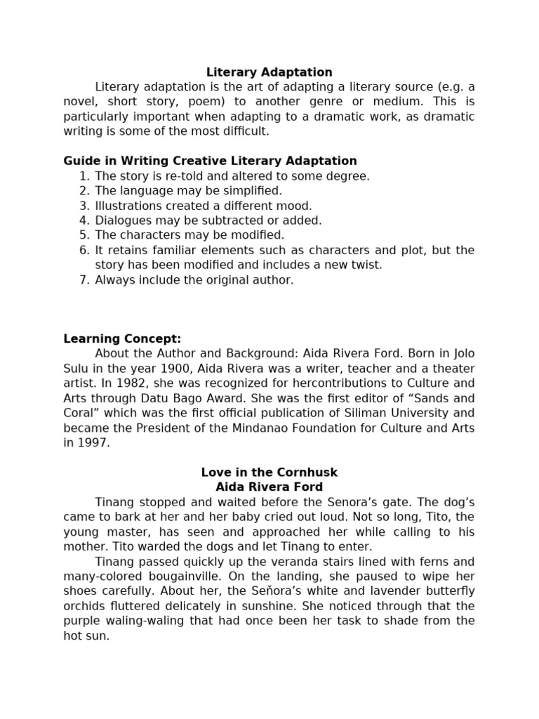 Literary Adaptation | PDF